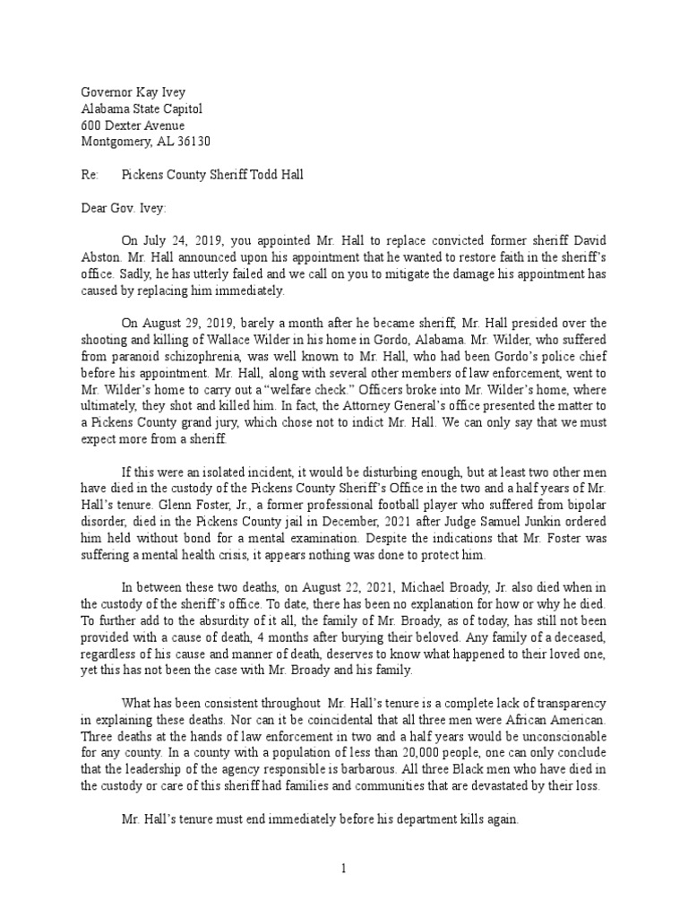 Letter To Kay Ivey | PDF | Justice | Crime & Violence