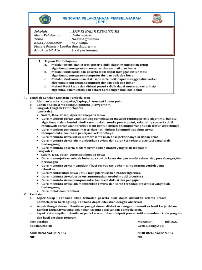 Rpp Informatika Kelas 9 Semester 2 Pdf Komputer