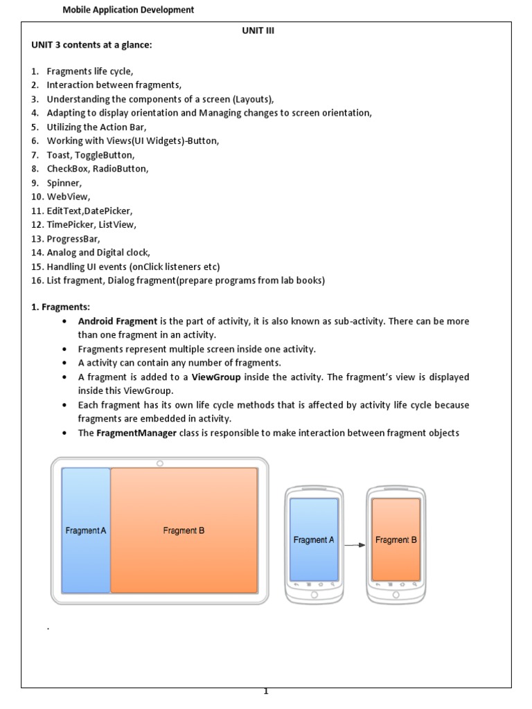 UNIT 3 MAD Android Widgets | PDF | Page Layout | Android (Operating System)