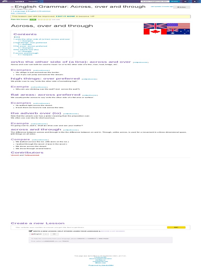 English Grammar - Across, Over and Through | PDF | Wiki | World Wide Web