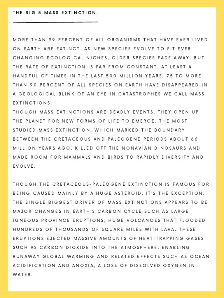 The Big 5 Mass Extinction | PDF | Climate Change | Earth