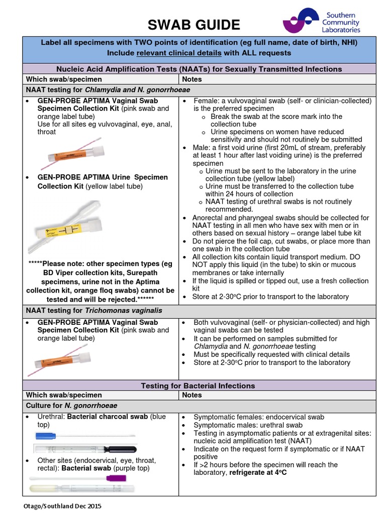 Swab Guide: Chlamydia and N. Gonorrhoeae Testing | PDF | Virus | Immunology