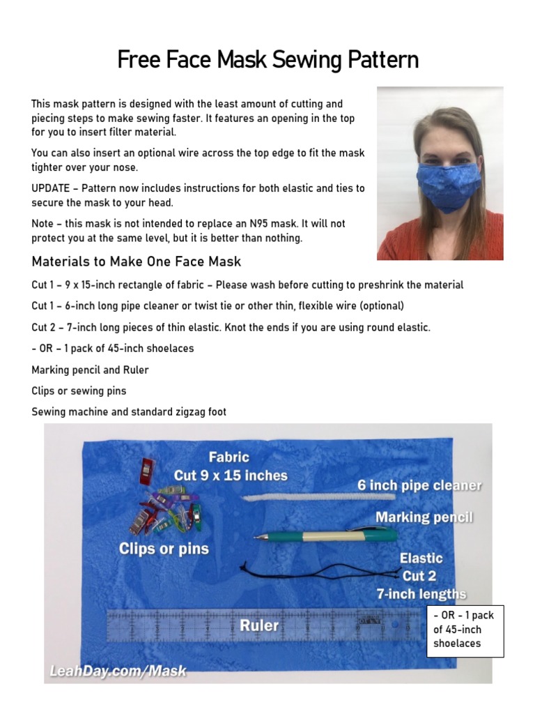 Free Face Mask Pattern Please Share UPDATED | PDF | Seam (Sewing) | Sewing