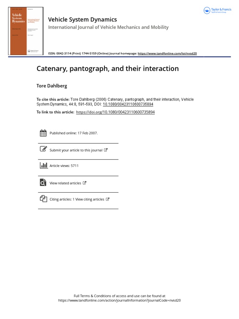 Catenary Pantograph and Their Interaction | PDF | Applied And ...