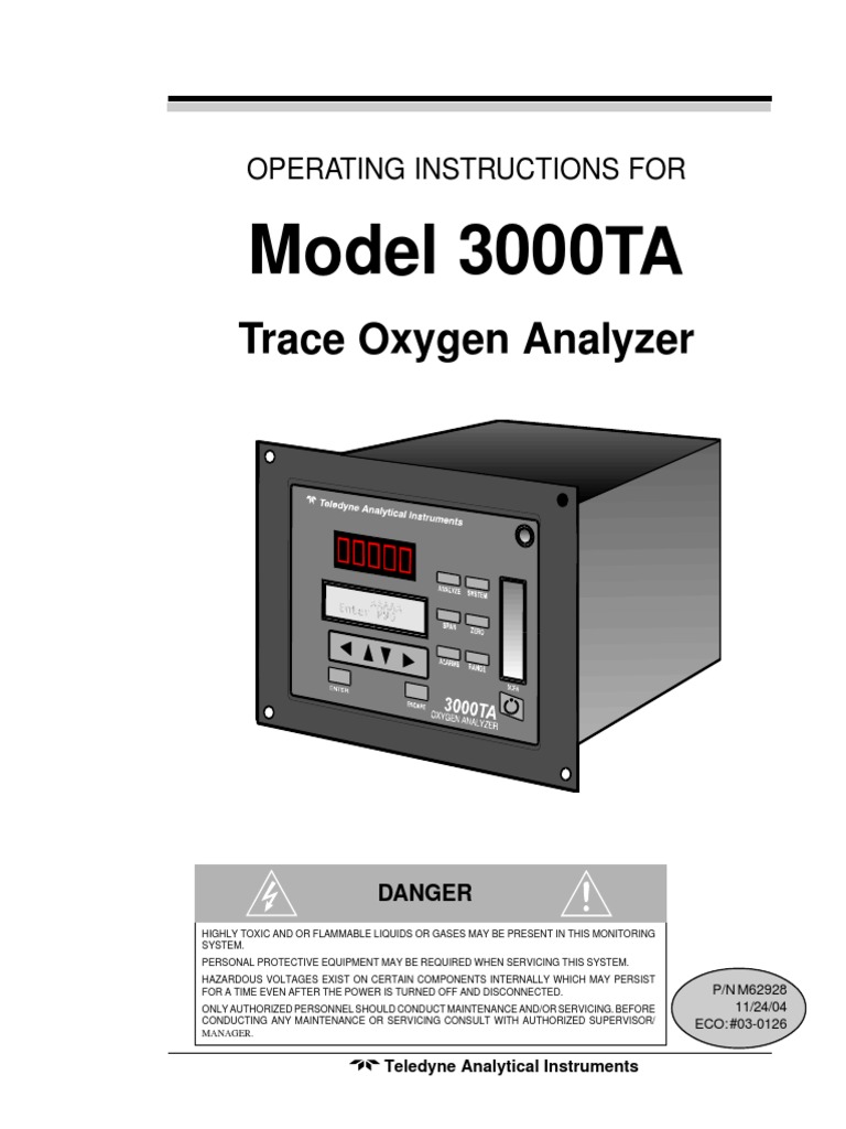Model 3000: Trace Oxygen Analyzer | PDF | Amplifier | Cathode