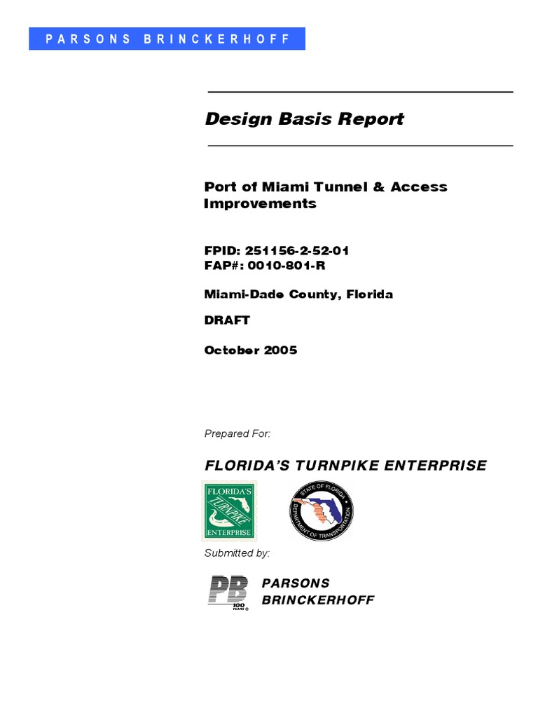 Design Basis Report | PDF | Miami | Tunnel