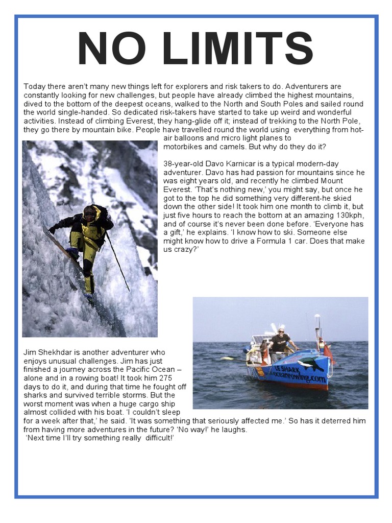 Sports No Limits Reading Comprehension Exercises - 140259 | Download ...