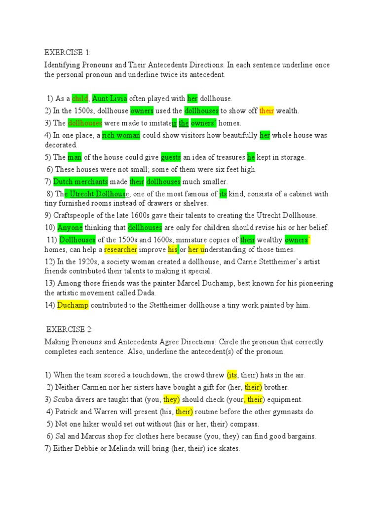 Identifying Pronouns and Their Antecedents in Sample Texts | PDF