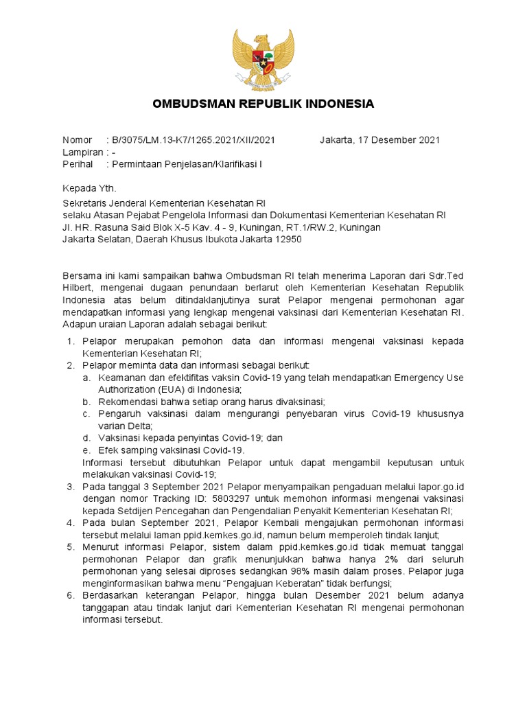 Surat Ombudsman | PDF | Pengelolaan Keuangan & Uang | Ilmu Sosial