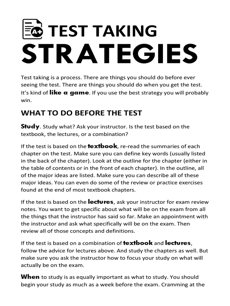 Test Taking: Strategies | PDF | Test (Assessment) | Multiple Choice