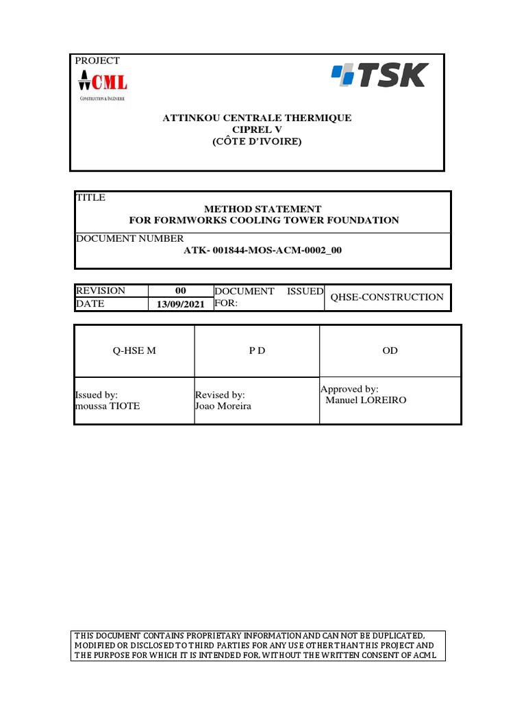 Atk - 001844-Mos-Acm-0002 - 00 - Method Statement For Formworks Cooling ...