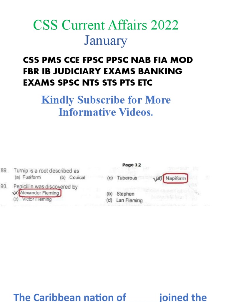 CSS Current Affairs 2022: January | PDF