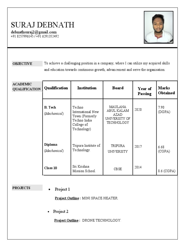 Resume of Suraj Debnath Seeking a Challenging Position Utilizing His ...