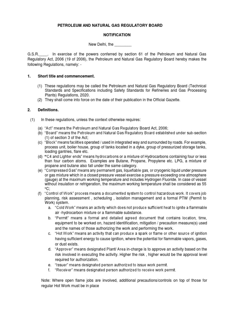 TSS PNGRB Refineries Regulations | PDF | Natural Gas | Liquefied ...