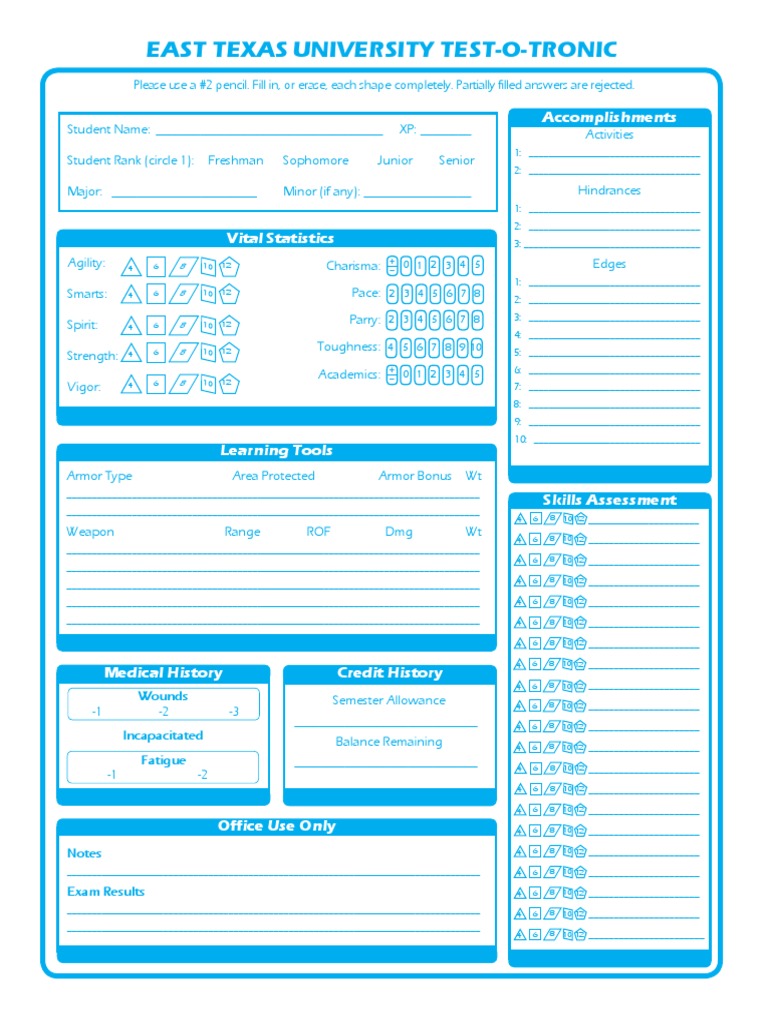 ETU Alternate Character Sheet | PDF