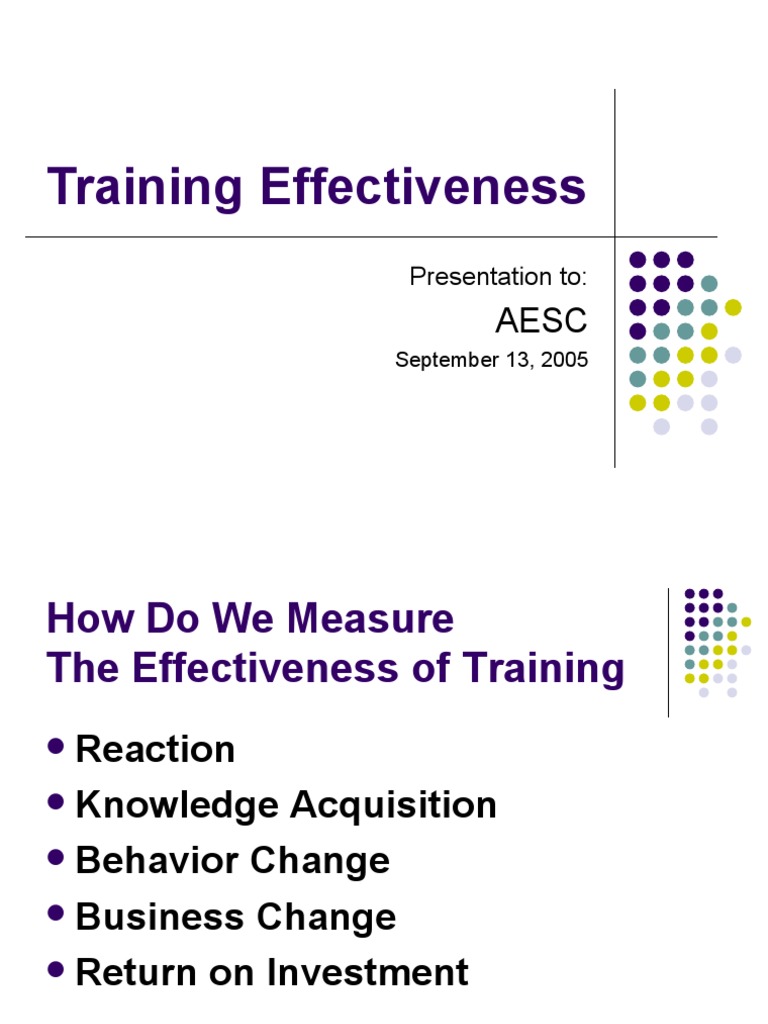Training Effectiveness: Presentation To | PDF | Return On Investment ...