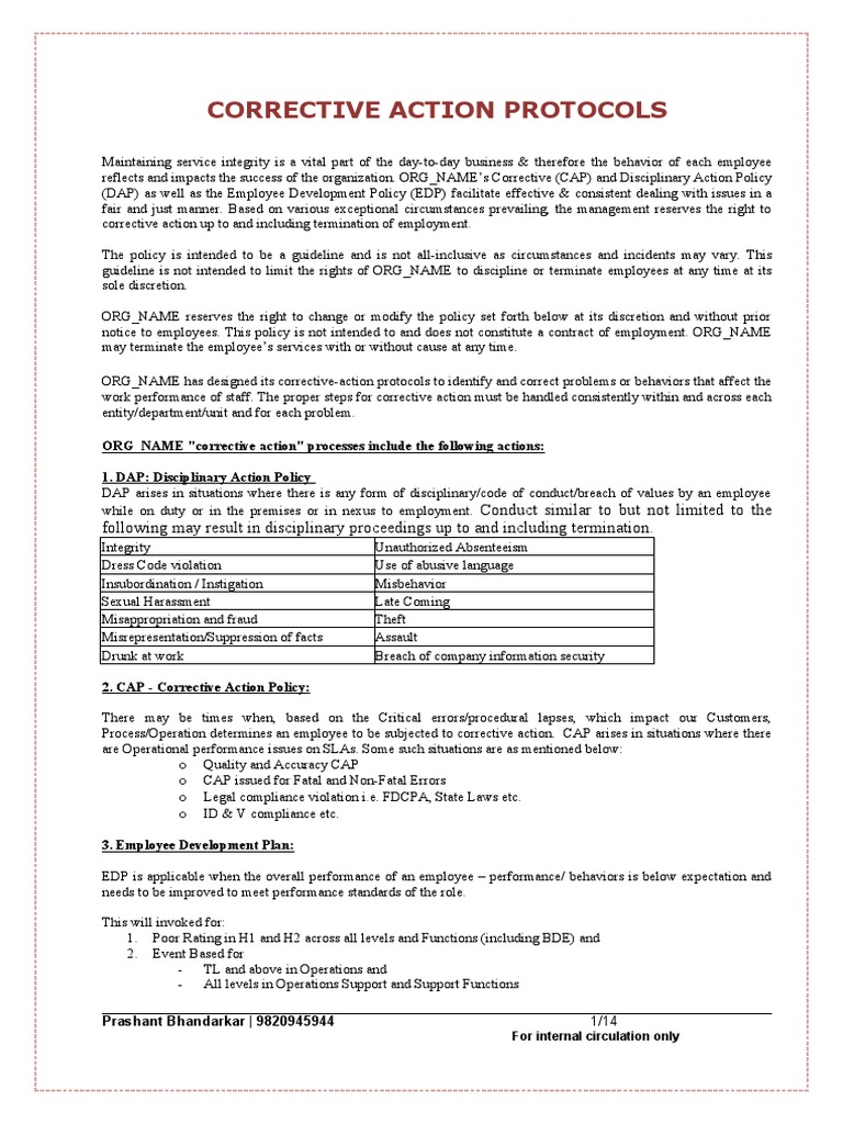 Sop On Cap - Dap - Edp Policy2 | PDF | Performance Appraisal | Employment