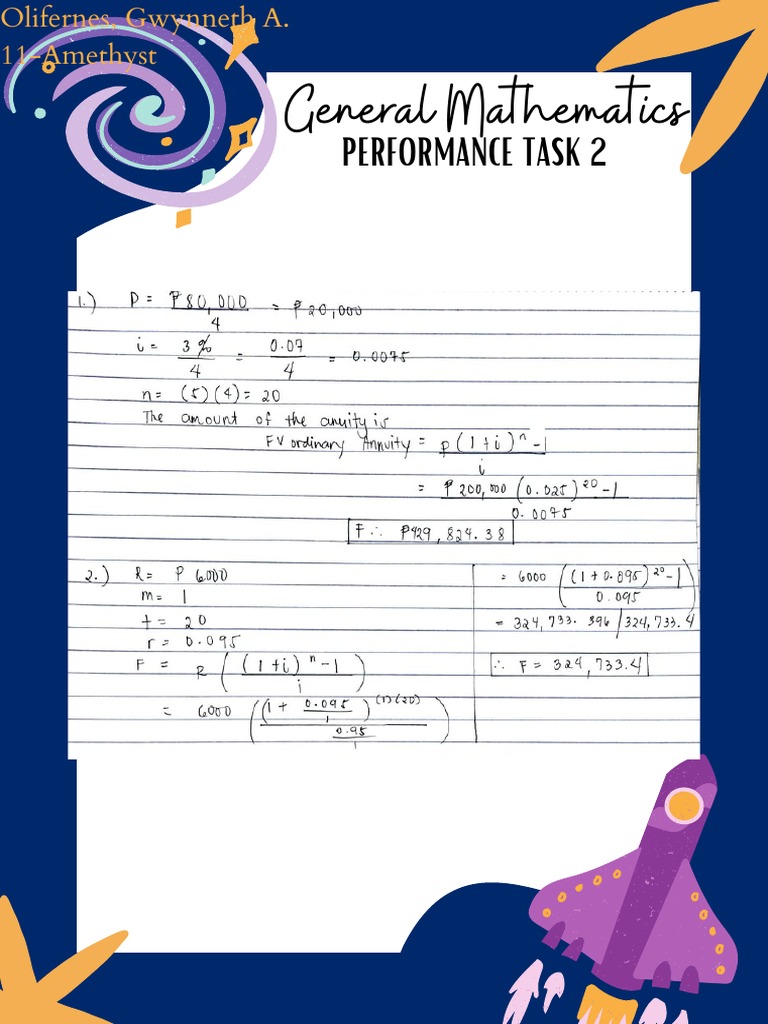 General Mathematics - 2nd Performance Task - 2nd Quarter | PDF