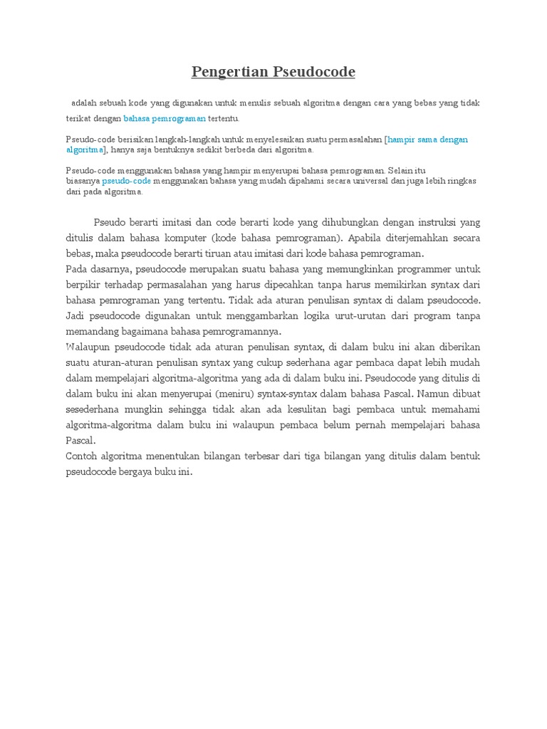 Pengertian Pseudocode | PDF