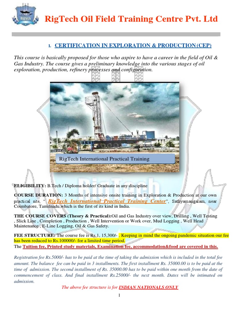 Rigtech Courses 2022 | Download Free PDF | Drilling Rig | Oil Well