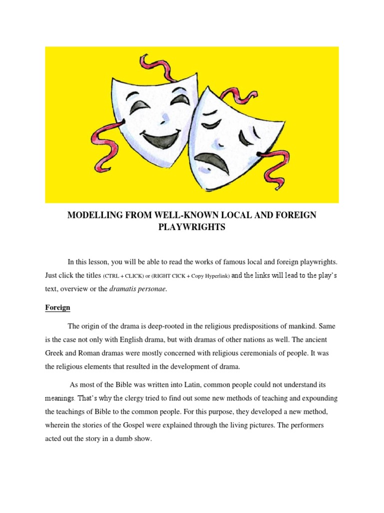 Week 018 Module Modelling From Well Known Playwrights | PDF | William ...
