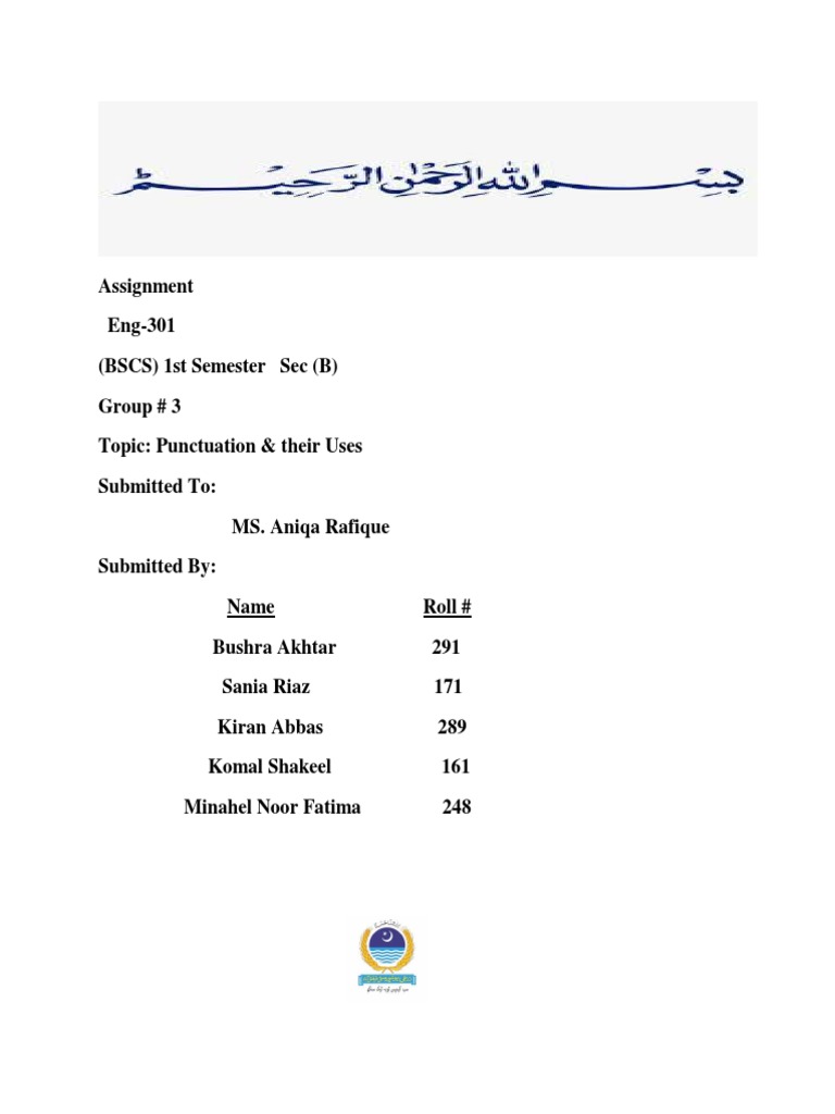 Eng-301 (Group 3) Assignment Punctuation & Their Uses | PDF | Quotation ...