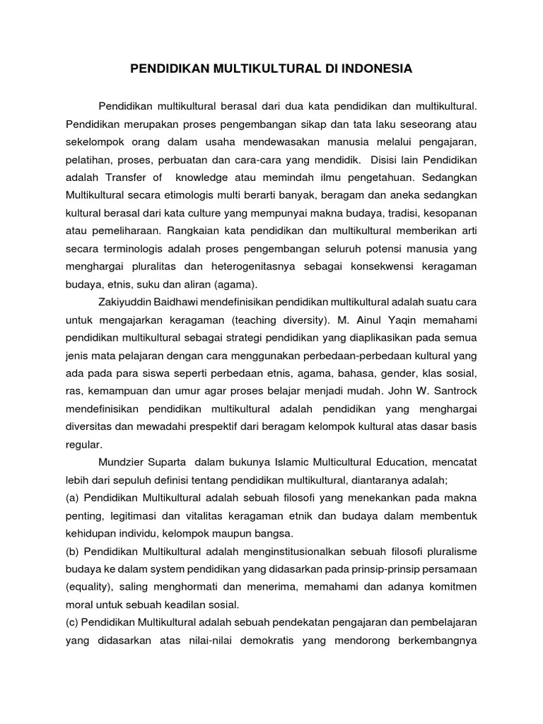 Pendidikan Multikultural Di Indonesia | PDF