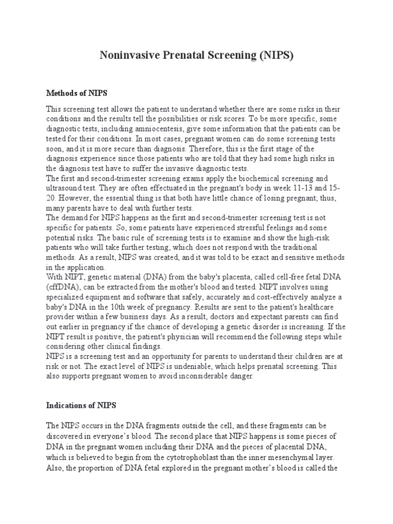Noninvasive Prenatal Screening (NIPS) | PDF | Clinical Medicine ...