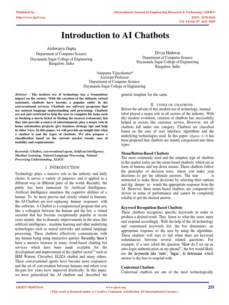 Overview of AI Chatbots and Types | PDF | Tag (Metadata) | Intelligence ...