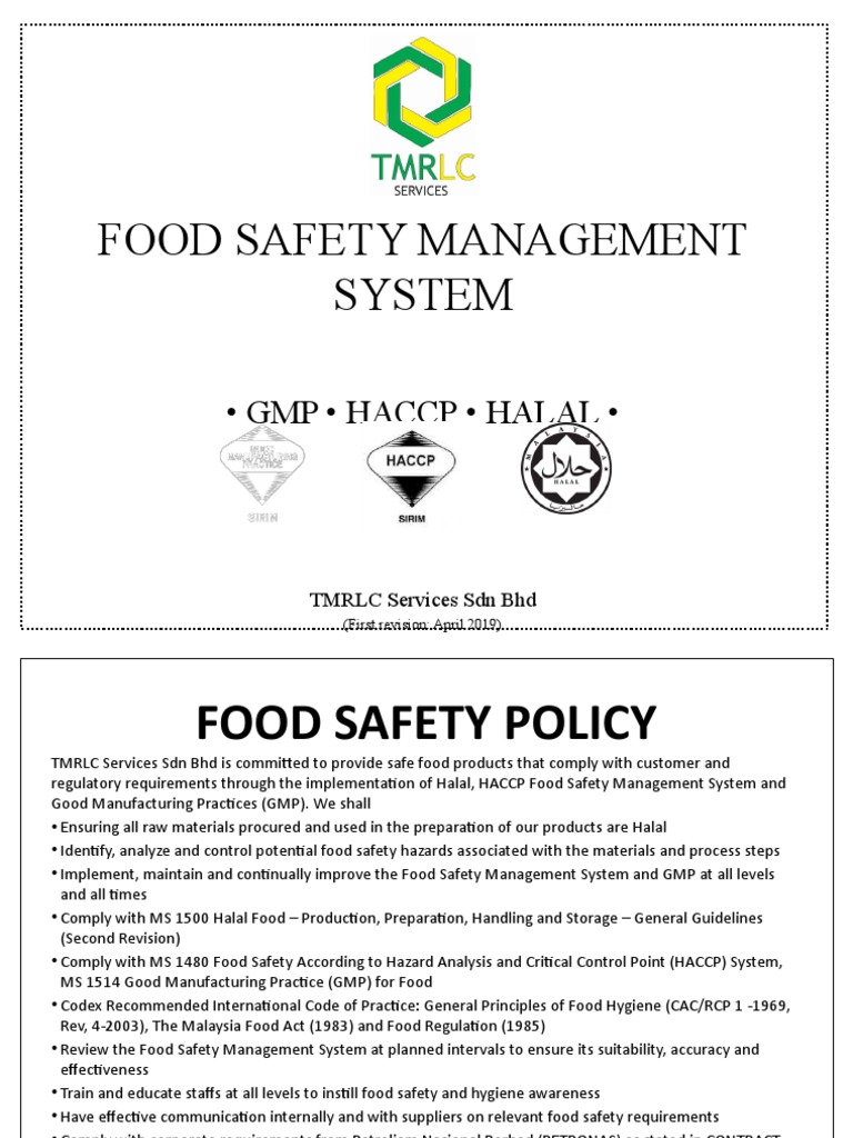 Food Safety Management System: - GMP - Haccp - Halal | PDF | Foods ...