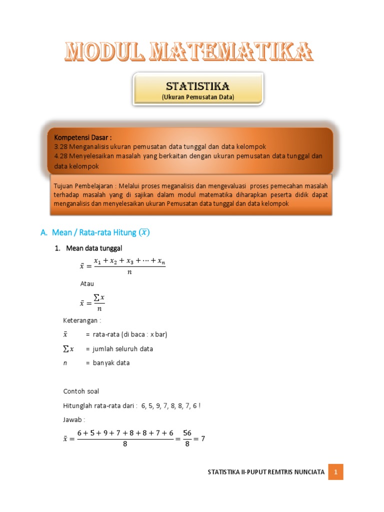 Modul Statistika Kelas XII | PDF