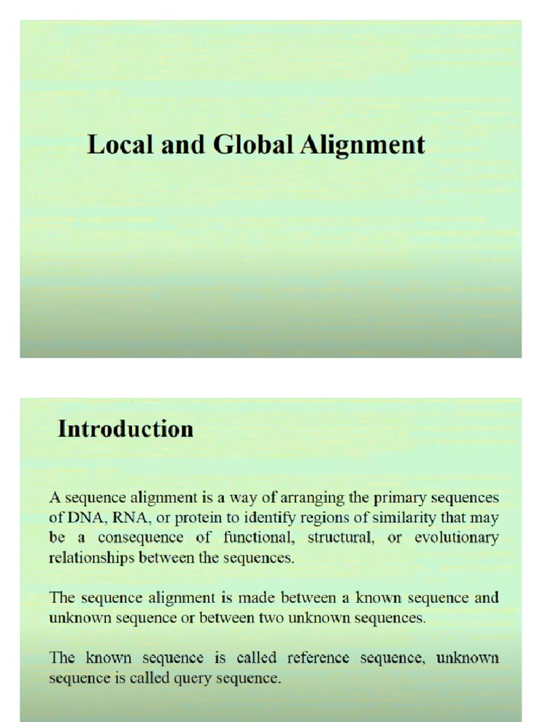 Local and Global Sequence Alignment 12 by DR Sheikh Arslan Sehgal | PDF