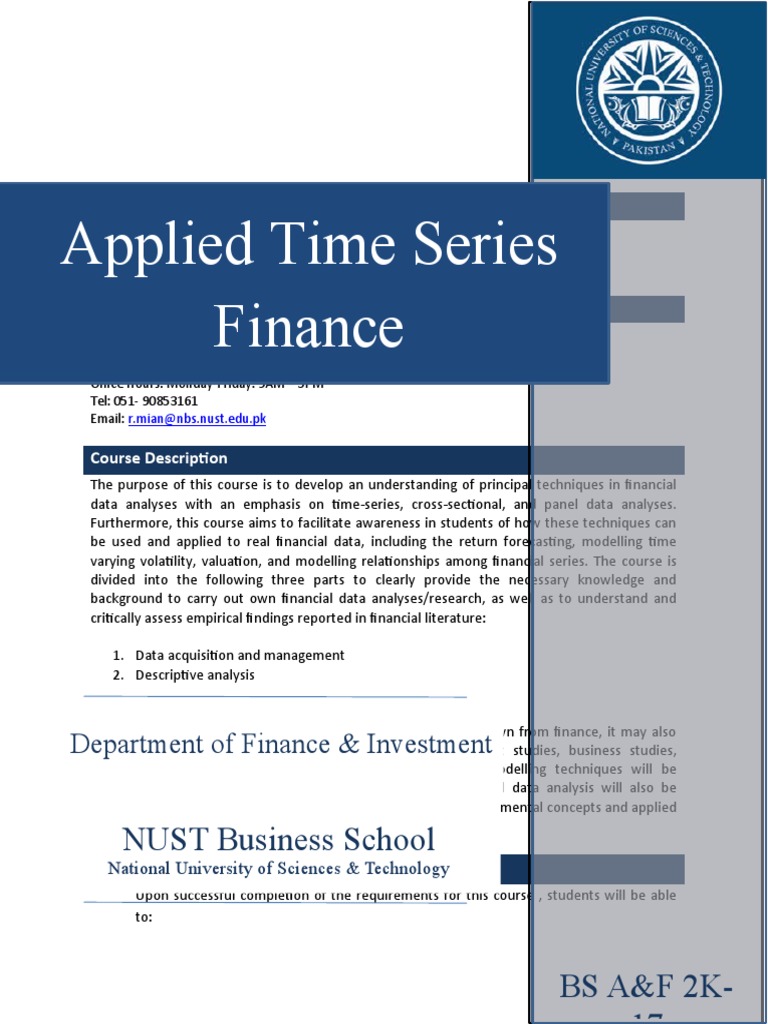 Course Outline - Applied Time Series Finance | PDF