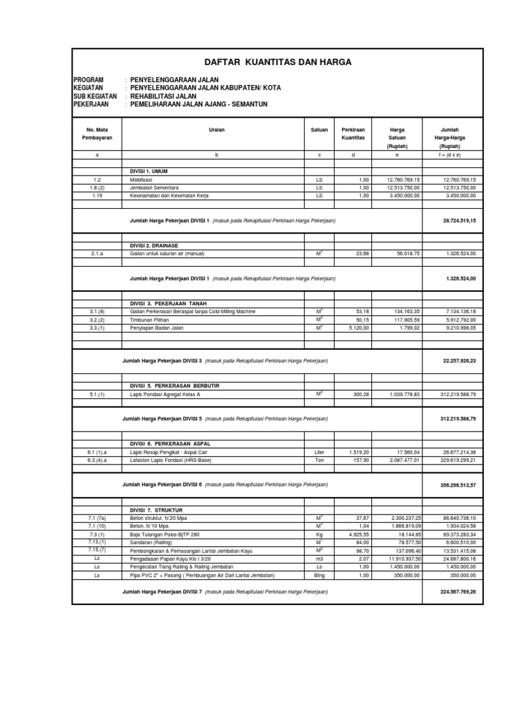 Perhitungan Volume Dan Rab | PDF