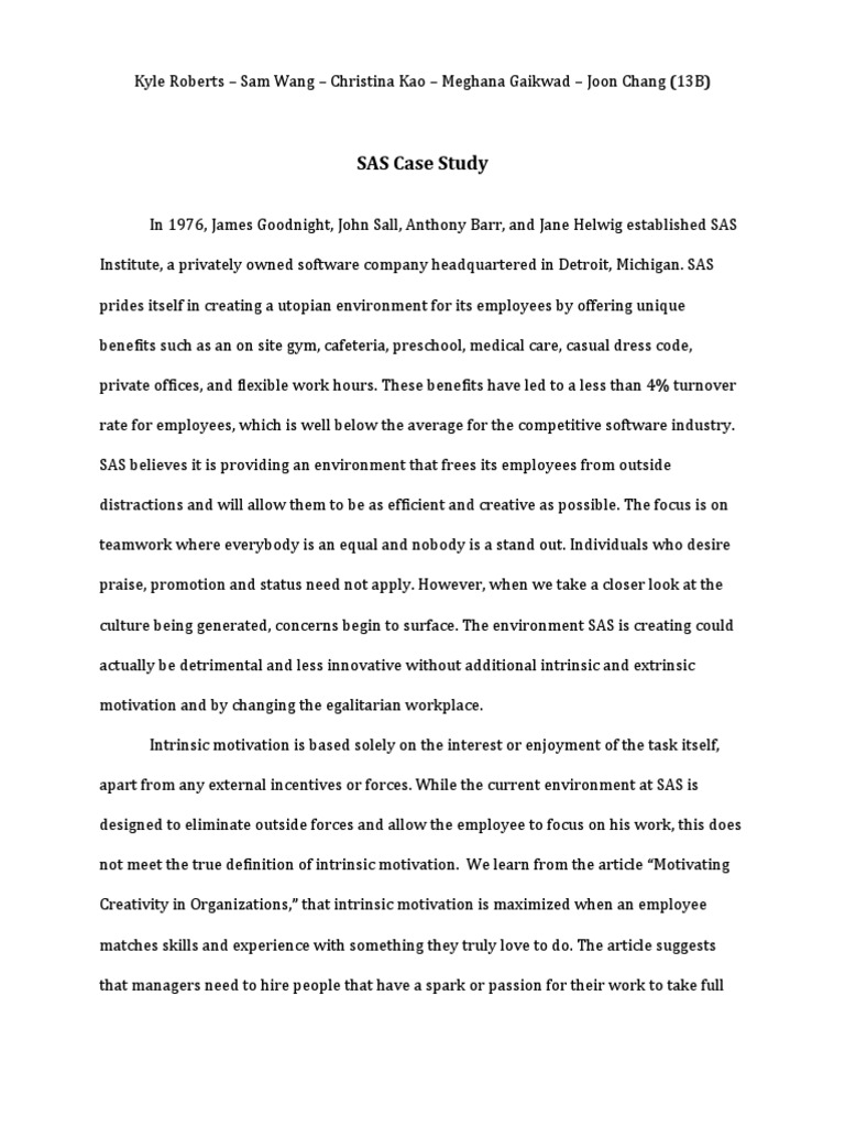 SAS Case Study - Final | PDF | Motivation | Motivational