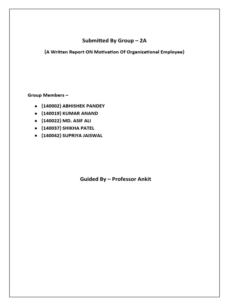 Written Report On Motivation | PDF | Motivation | Motivational