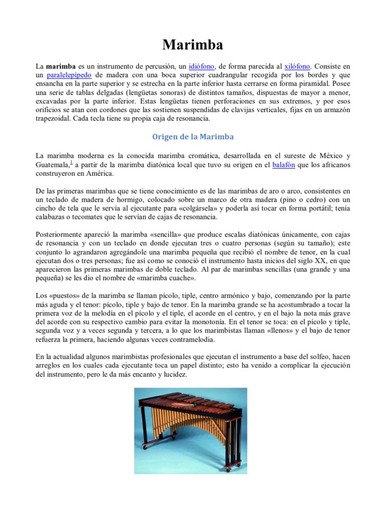La Marimba y Sus Partes | PDF | Instrumentos musicales | Tecnología musical