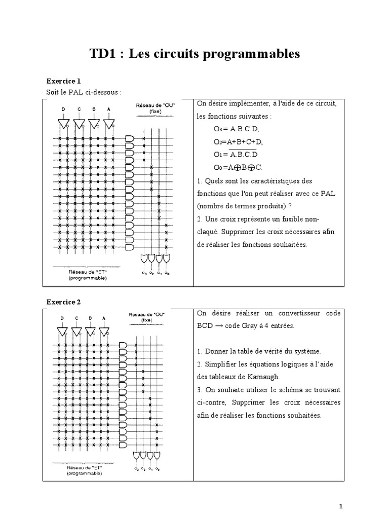 TD1: Les Circuits Programmables: Exercice 1 | PDF