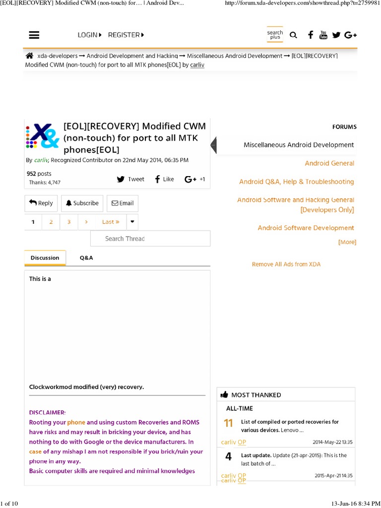 (EOL) (RECOVERY) Modified CWM (Non-Touch) For - Android Development and ...
