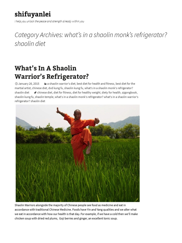 What's in A Shaolin Monk's Refrigerator - Shaolin Diet | PDF | Shaolin ...