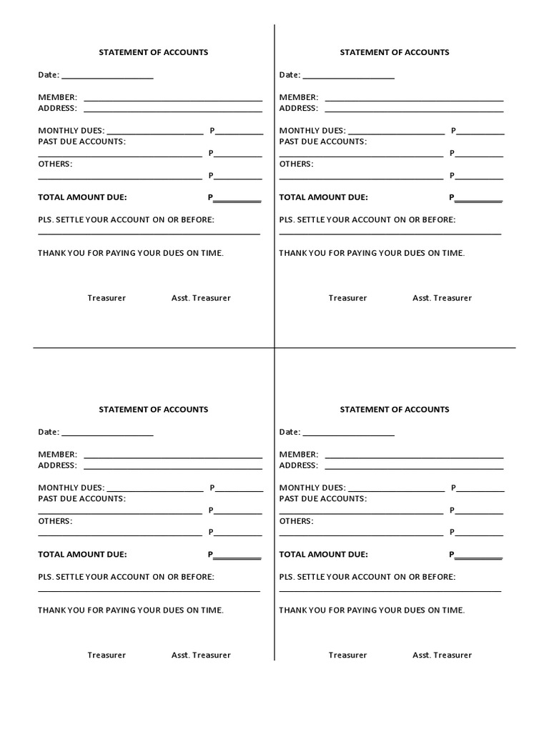 Monthly Statement of Accounts Template | PDF | Business | Finance ...