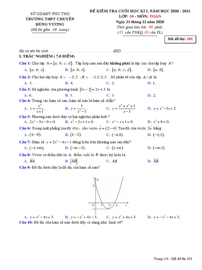 Mã 101 - 2020 | PDF