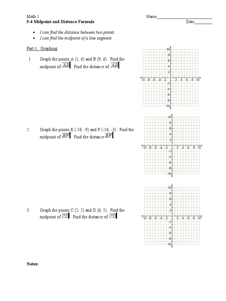 5-4 Midpoint Distance Formula | PDF