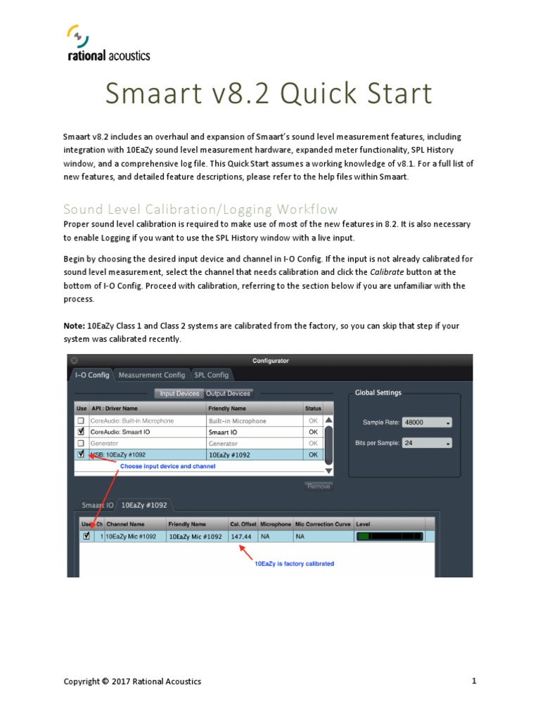 Smaart v8.2 Quick Start: Sound Level Calibration/Logging Workflow | PDF | Calibration | Microphone