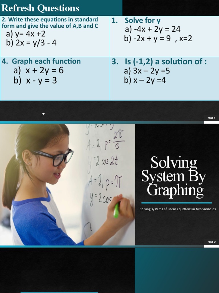 Solving System by Graphing | PDF | Equations | Mathematical Relations
