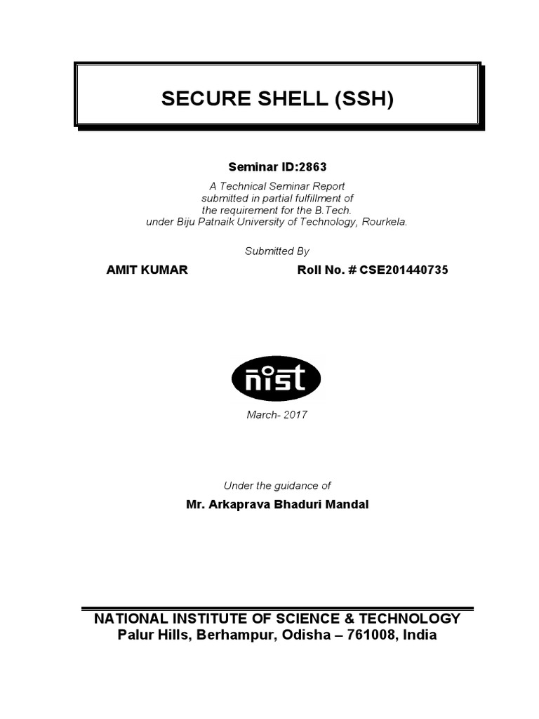 Secure Shell (SSH) : Seminar ID:2863 | PDF | File Transfer Protocol | Key (Cryptography)