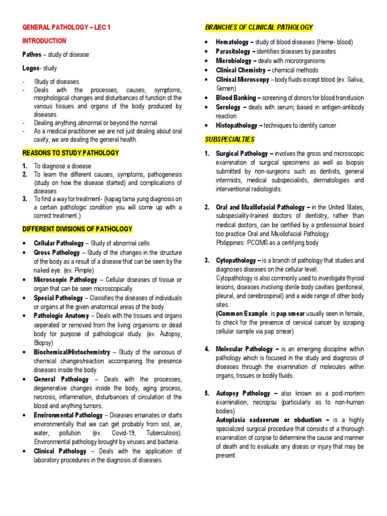 Lec 1 - Introduction | PDF | Pathology | Cytopathology