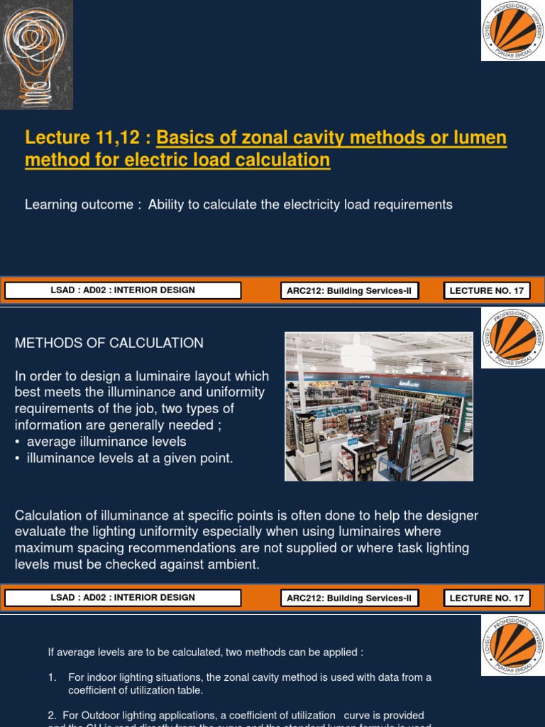 L11,12 - Lighting Basics and Calculations - 1 | PDF | Lighting | Light