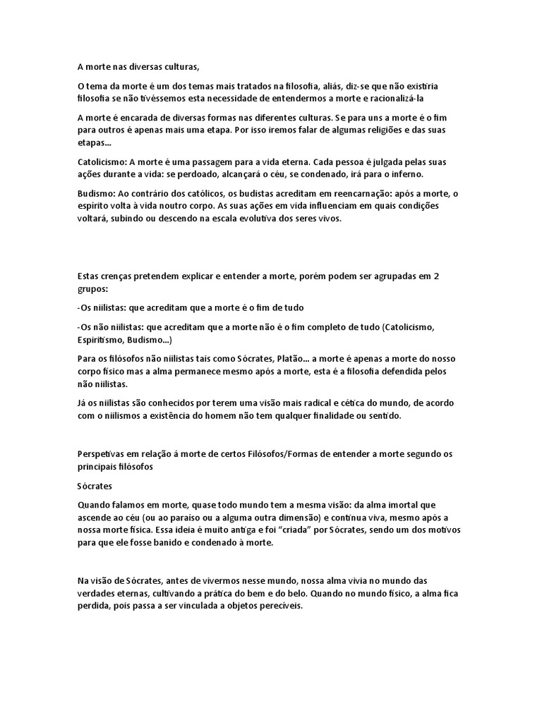A Morte Nas Diversas Culturas | PDF | Morte | Céu