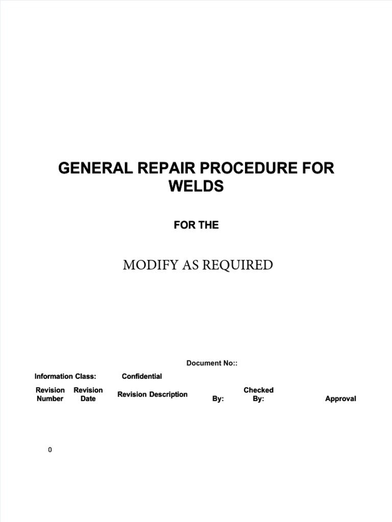 General Repair Procedure For Welds | PDF | Nondestructive Testing ...